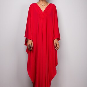 Red Kaftan Dress, Kimono Caftan Dress, Red Dress Women, Red Frock Dress ...