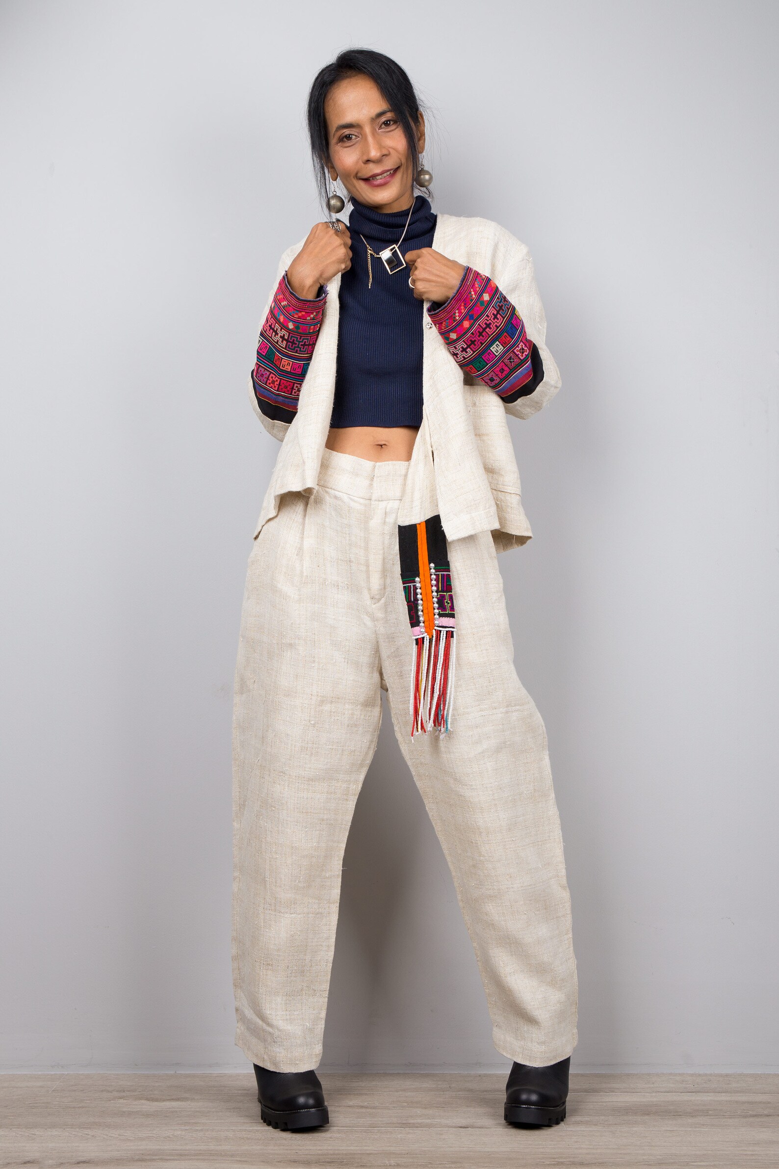 Handwoven Natural Hemp Hill Tribe Jacket Top Bohemian Chic - Etsy