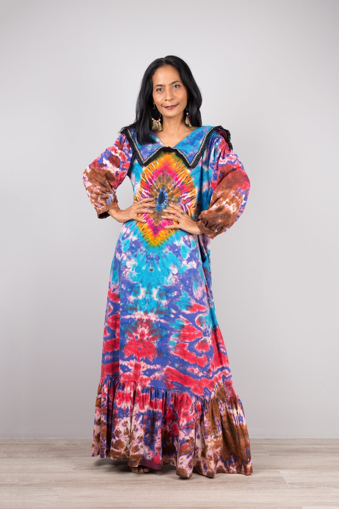 Tie Dye Dress Hippie Festival Maxi Dress Gypsy Dress Etsy