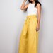 Yellow Linen Trousers, Handmade Long Wide Leg Palazzo Pants With ...