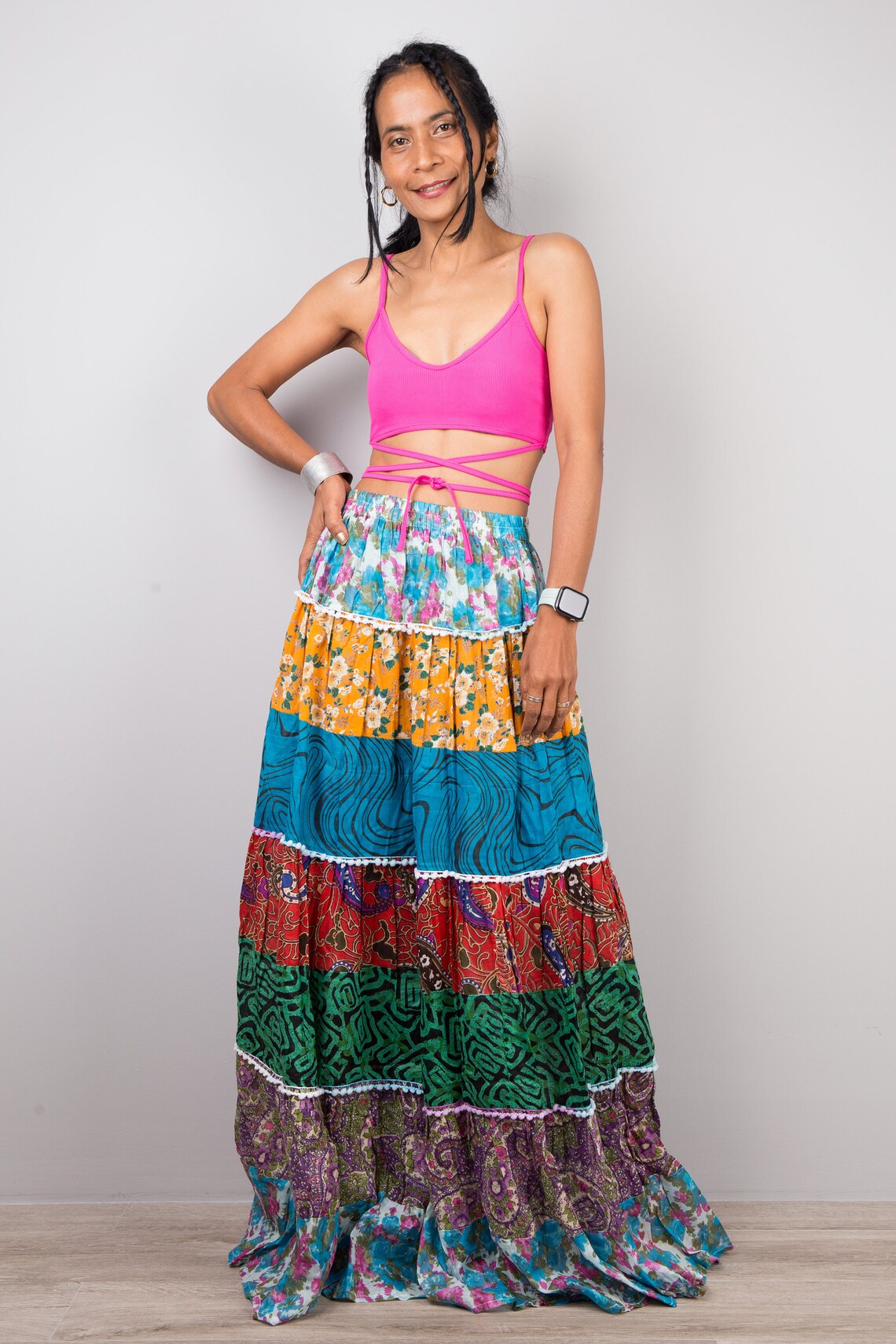 Patchwork Skirt Tiered Maxi Skirt : Boho Patchwork Collection | Etsy