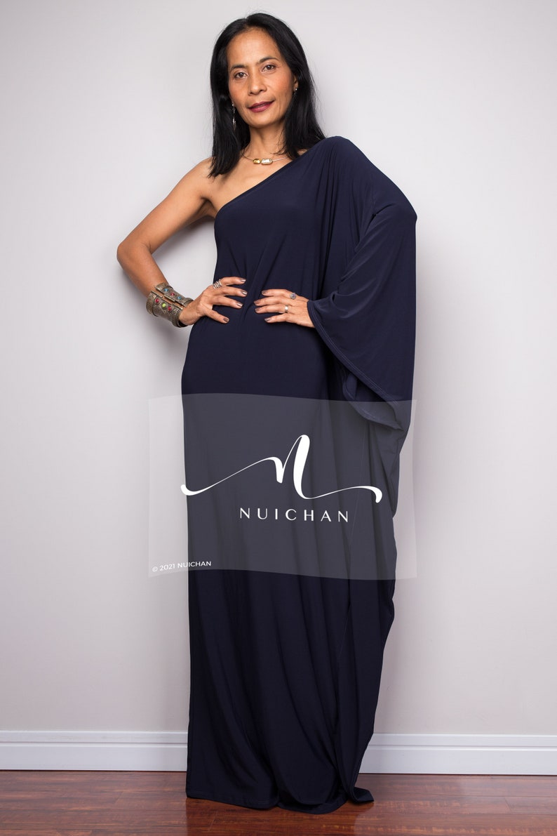 Navy Blue One Shoulder Dress Long Blue Dress off Shoulder - Etsy