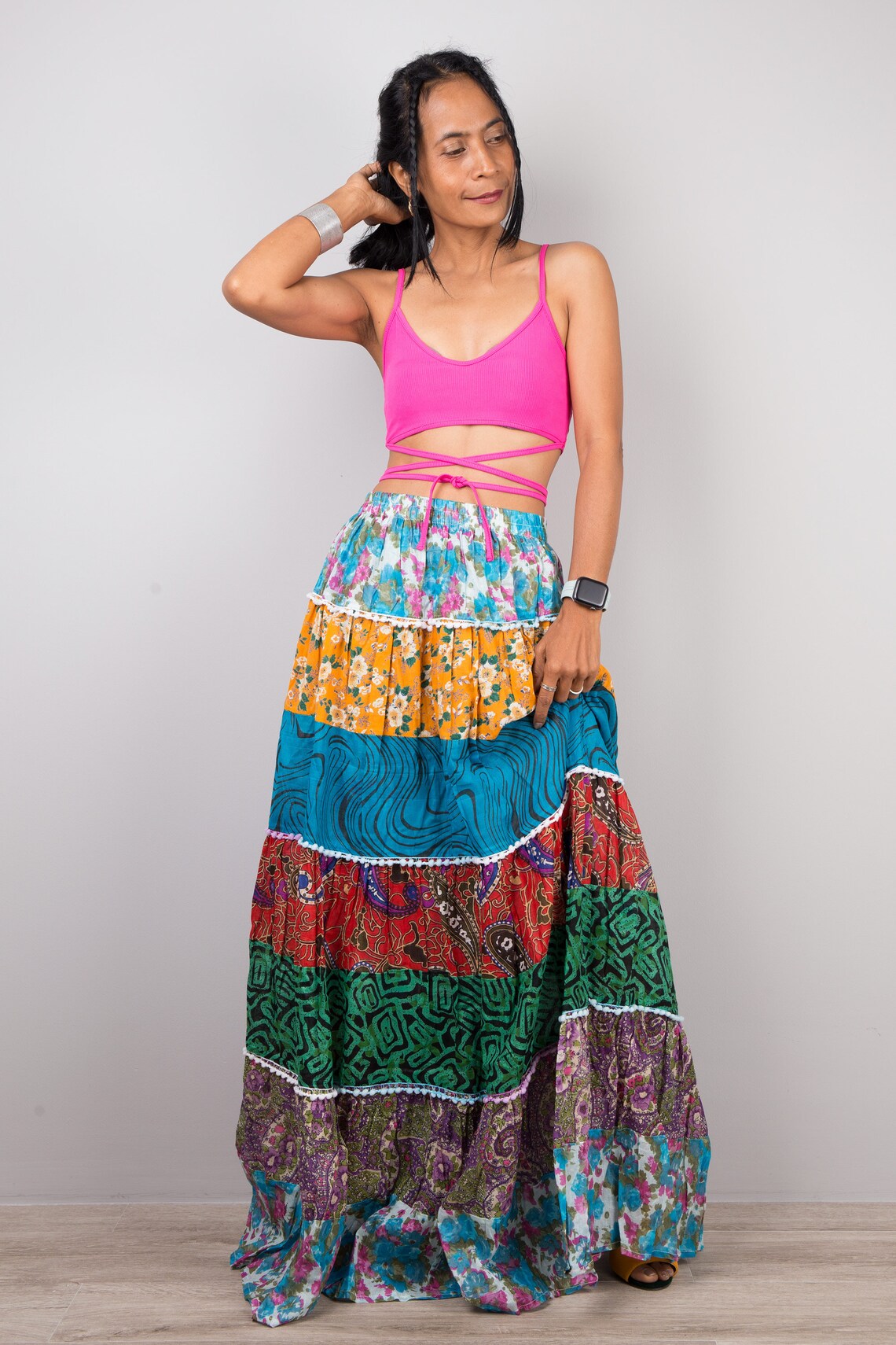 Patchwork Skirt Tiered Maxi Skirt : Boho Patchwork Collection | Etsy