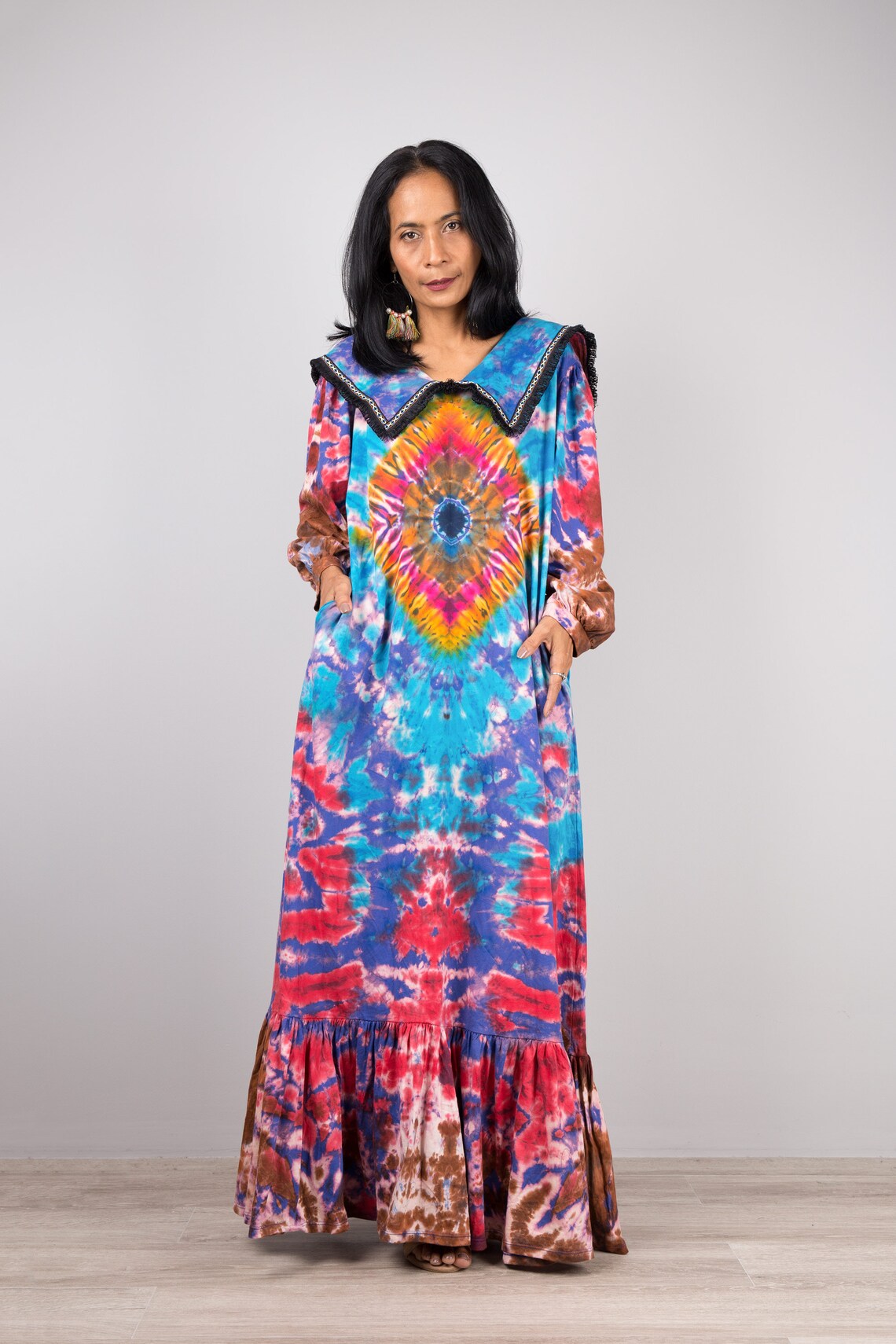 Tie Dye Dress Hippie Festival Maxi Dress Gypsy Dress Etsy