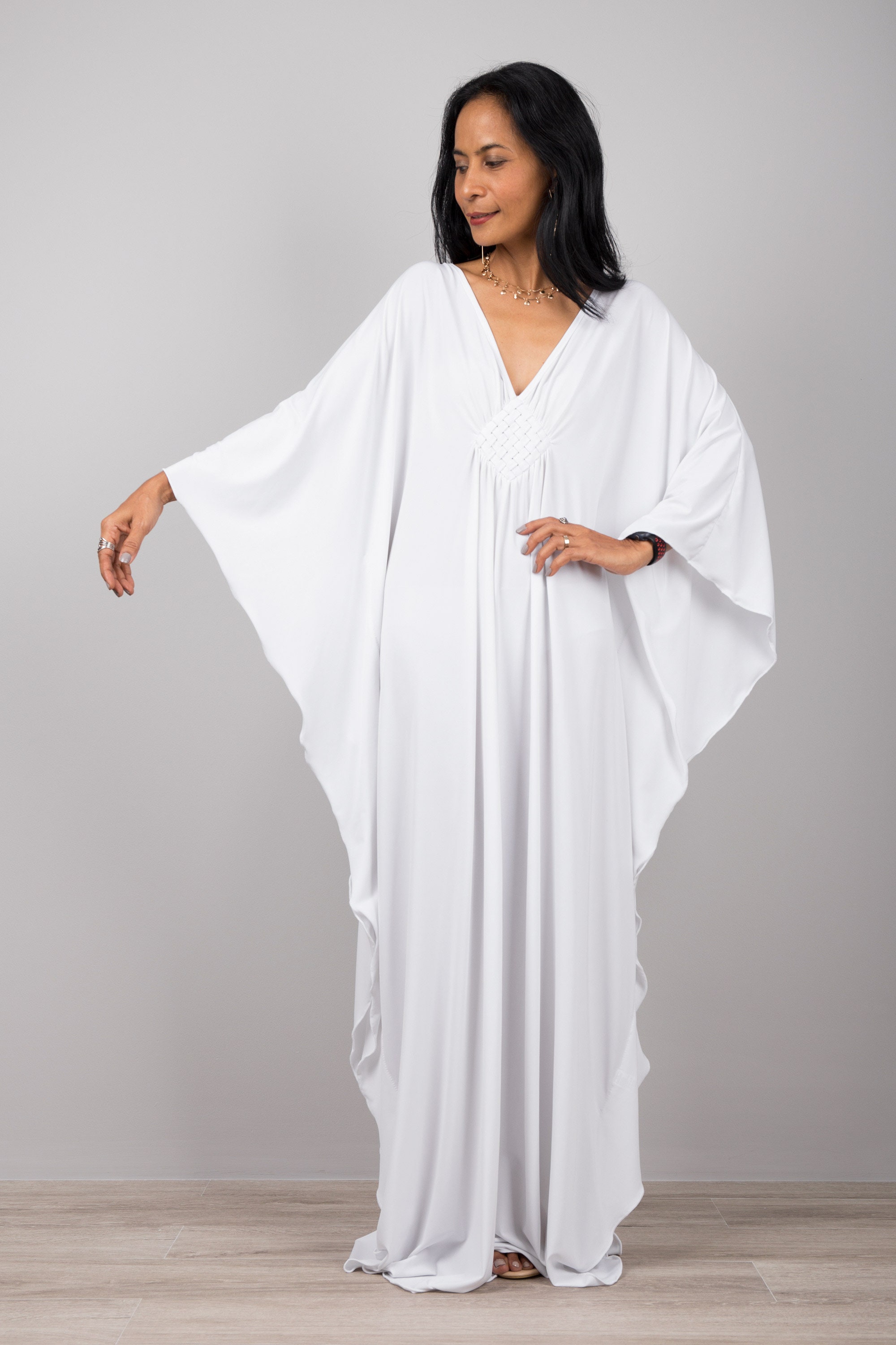 White Dress Kaftan Long White Dress Loose Fitting Dress Etsy