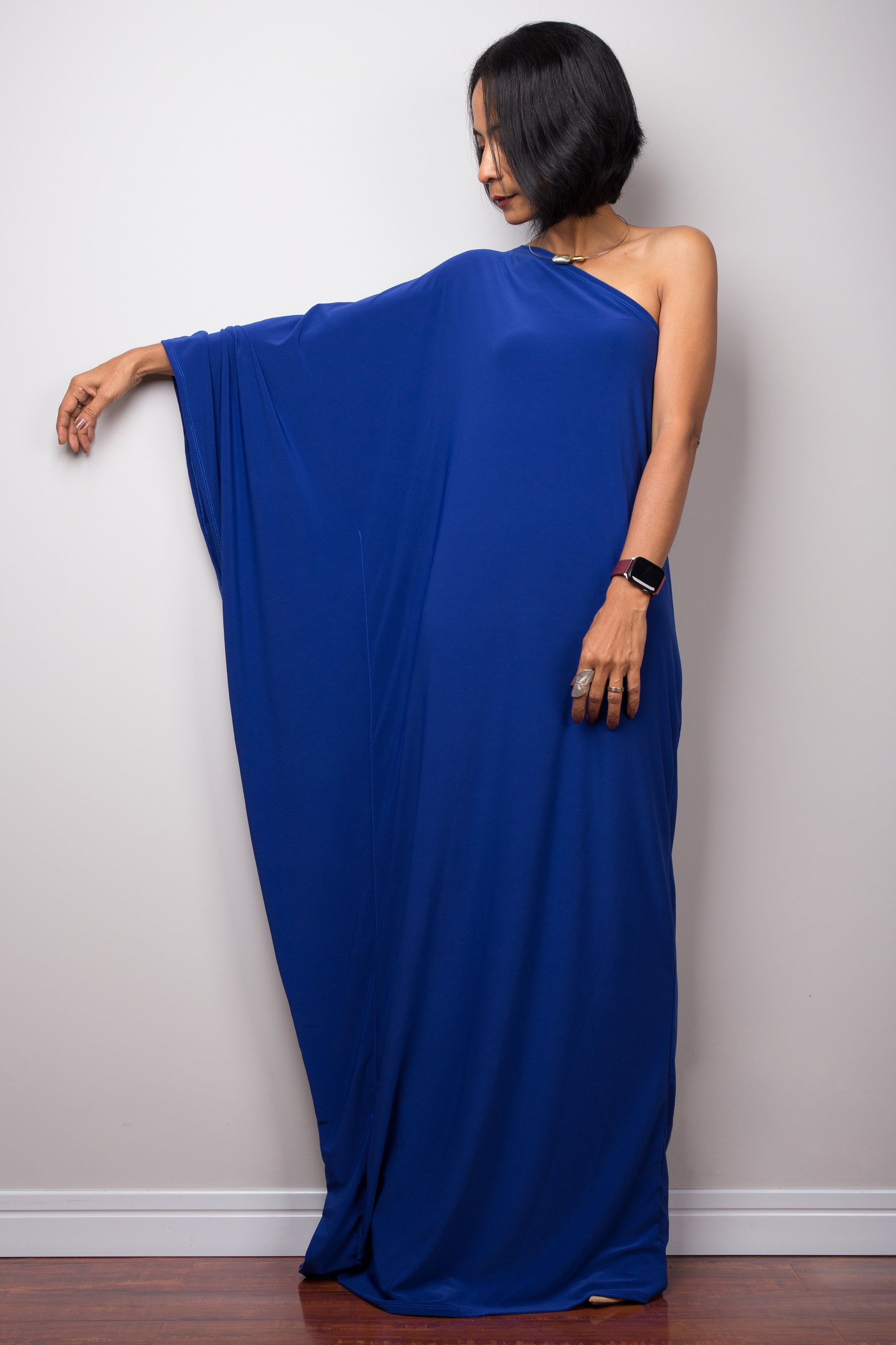 Blue One Shoulder Dress: Royal Blue Kaftan Gown - Etsy