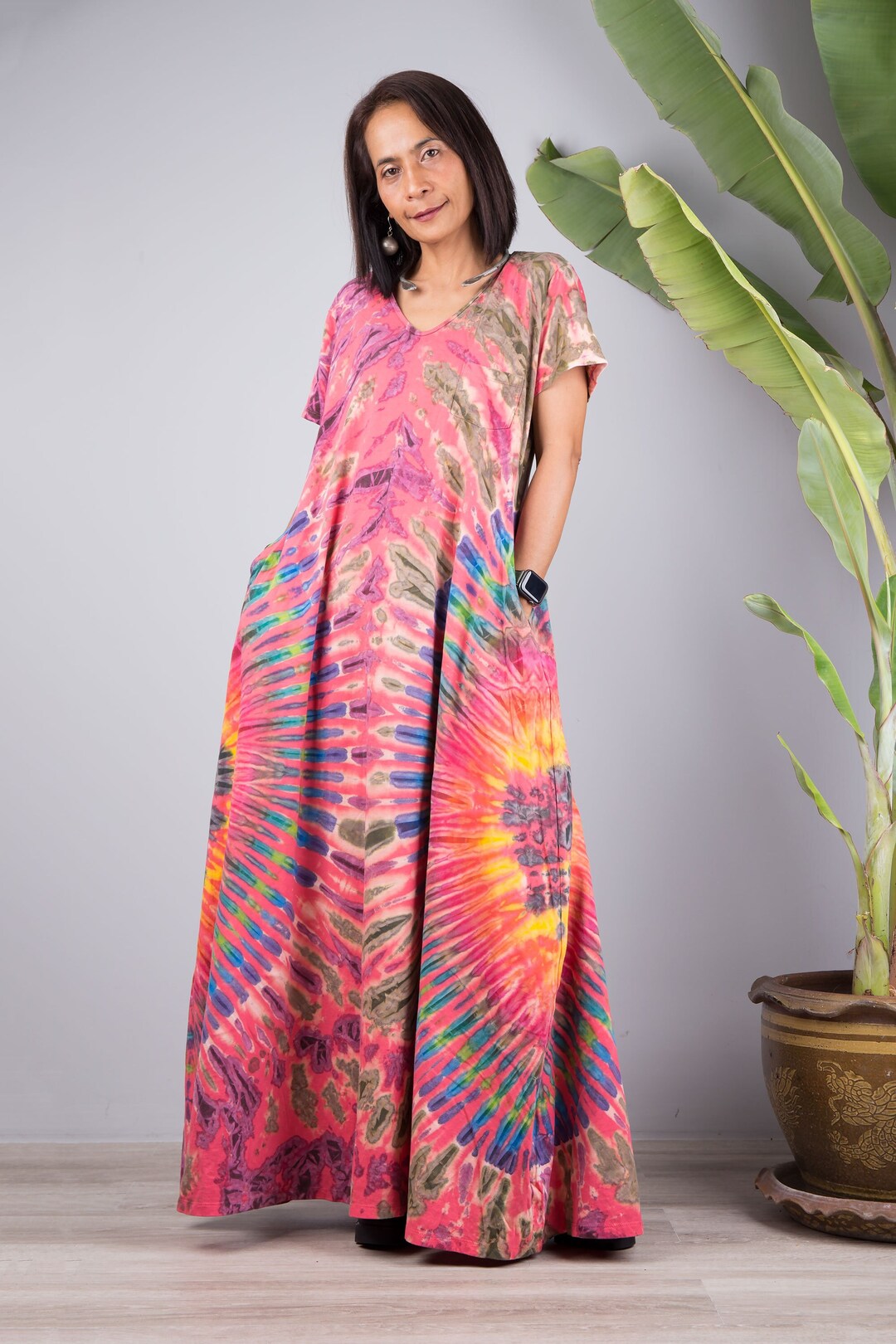 Tie Dye Dress For Women Hippie Festival Maxi Dress With Etsy