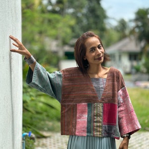 Patchwork Top, Handwoven Natural Hemp Top, Pullover Hemp Top, Loose Fit ...
