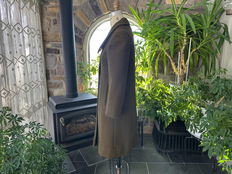 Vintage 1970s Loden Green/brown Wool Double Breasted Fitted Coat Petite ...