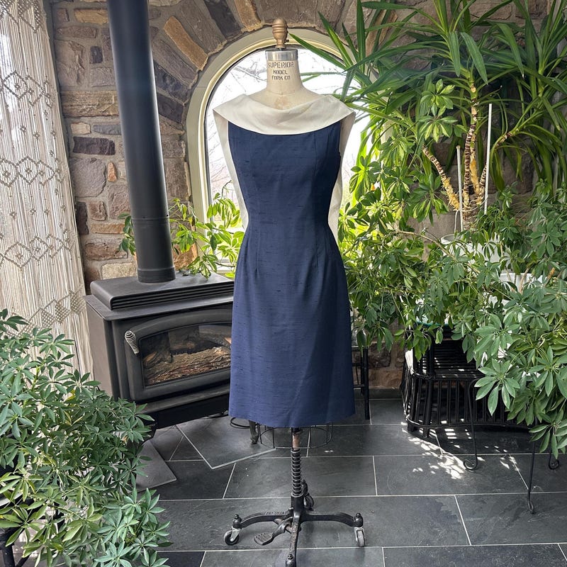 Navy Blue Sheath Dress - Etsy