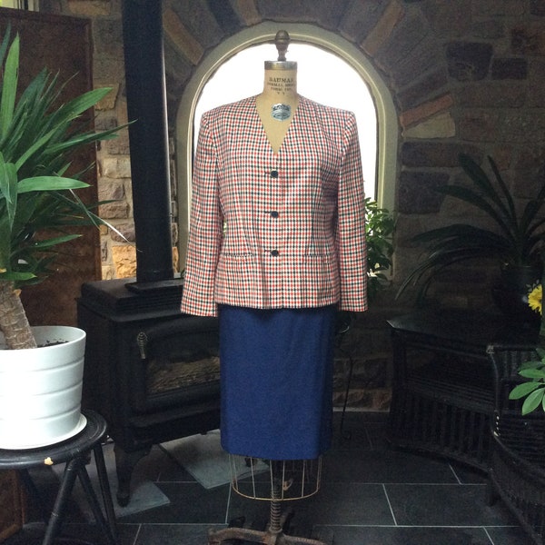 Red and White Checkered Jacket Women - Etsy
