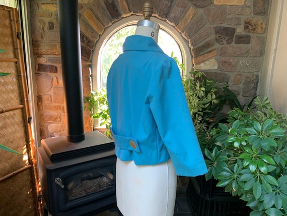 Vintage 1950s Turquoise Blue Lightweight Wool Crop Ja… - Gem