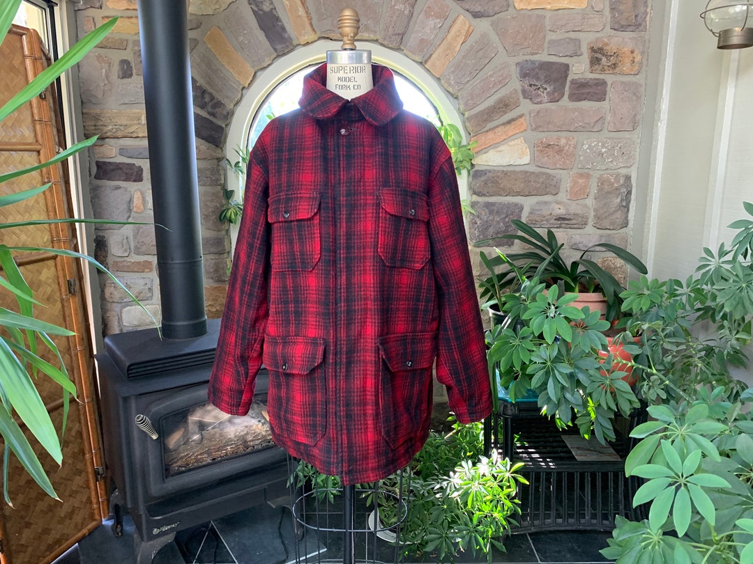 Vintage 1970s Men's Woolrich Red Buffalo Plaid Wool Hunting Jacket Made ...