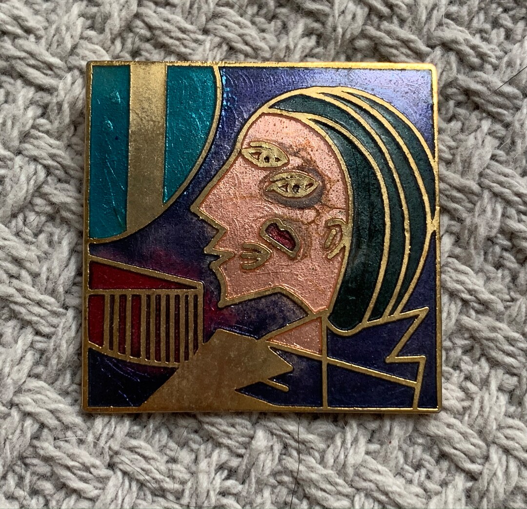 Vintage 1970s Enameled Pablo Picasso Style Abstract Pin, Vintage Enamel ...