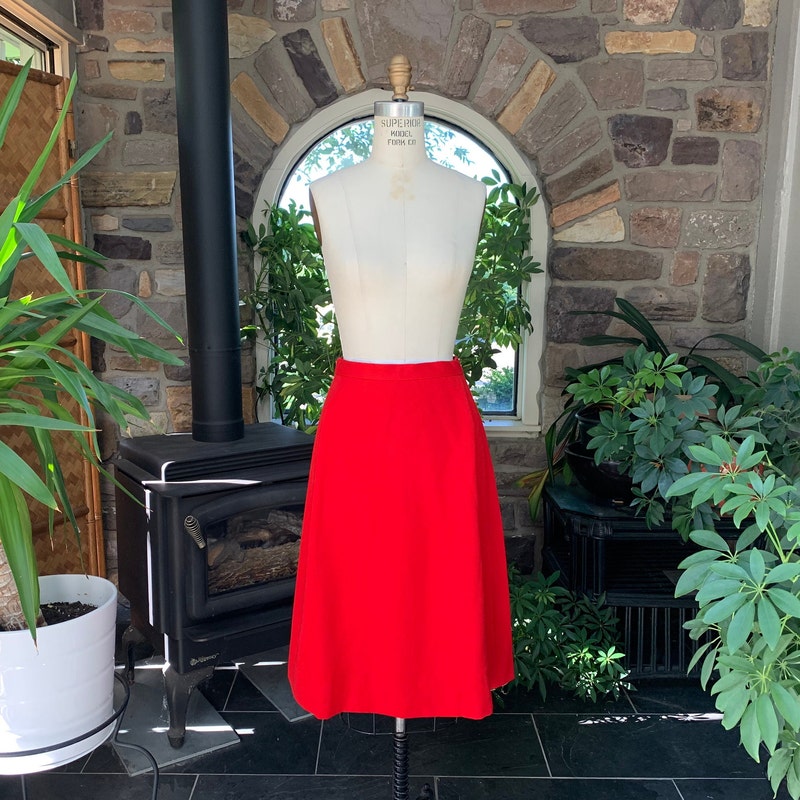 Red Wool Skirt - Etsy