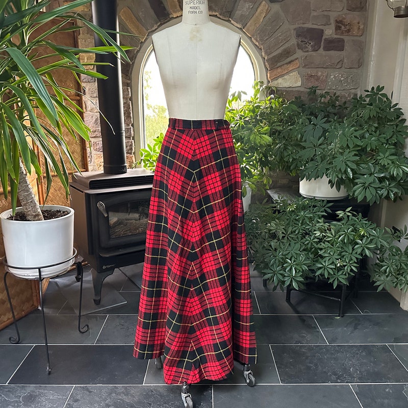 Red Plaid Skirt - Etsy