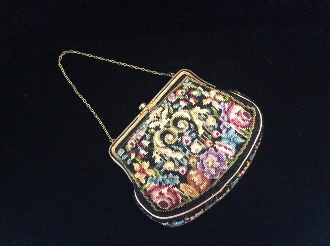 Antique 1930s Petit Point Purse Etched Gold Frame Austria, Antique ...