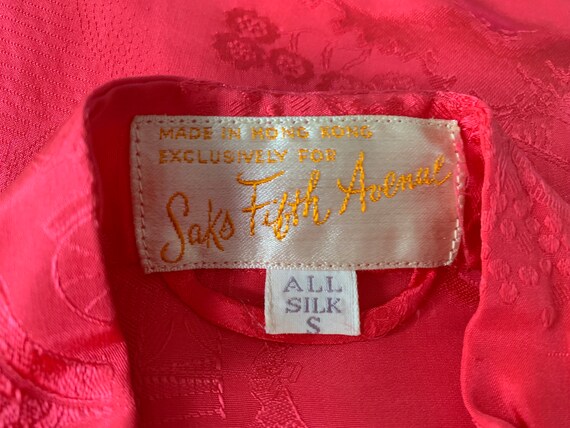 Vintage Asian Red Embossed Silk Button Front Dressing… - Gem