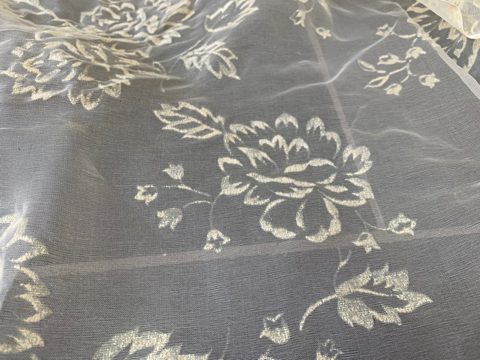 Vintage 1940s Ivory Floral Flocked Organdy Wedding Dress Long - Etsy