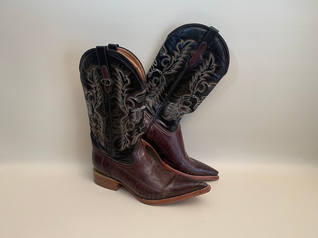 Vintage Gender Neutral Western Cowboy Boots Rayo De Plata Brown ...
