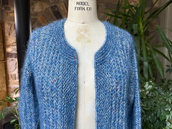 Vintage 1990s Variegated Blue Acrylic and Wool Open F… - Gem