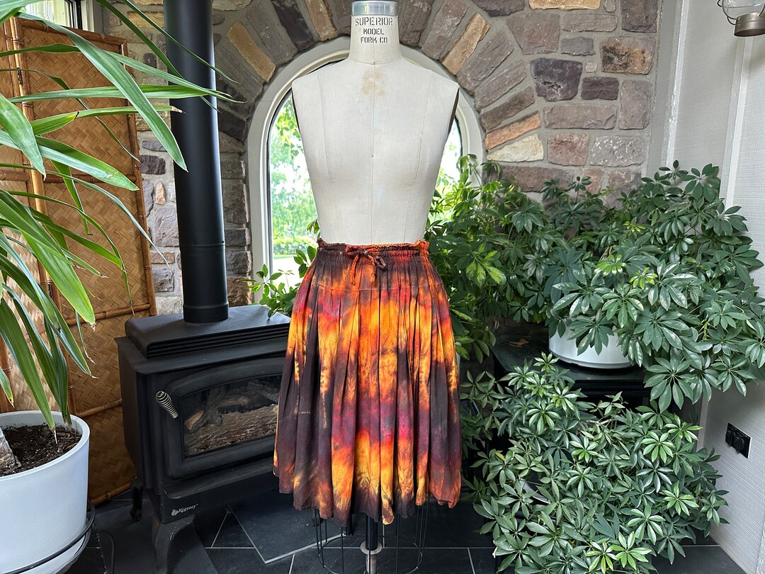 Vintage Ercoli Philadelphia Orange Burgundy and Brown Tie Dyed Rayon ...