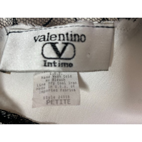 Vintage Valentino Intimo Ivory Satin Black Lace Night… - Gem