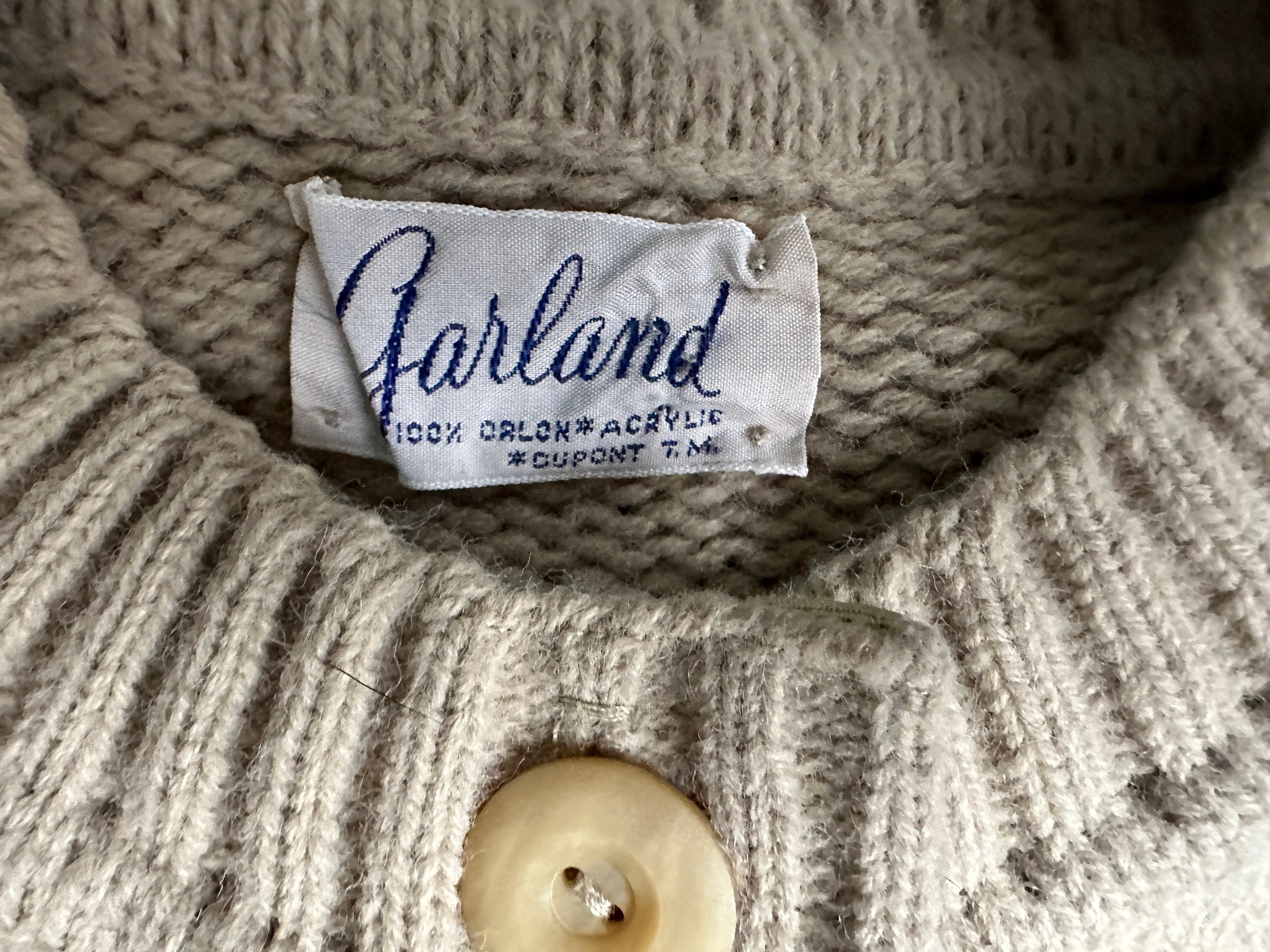 Vintage 1950s Beige Cardigan Sweater Garland, Heavyweight Vintage 1950s Beige Cardigan Sweater Garland, Heavyweight