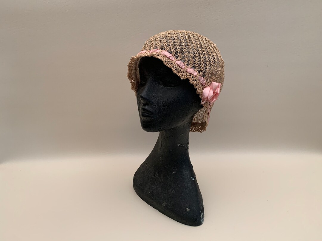 Antique Edwardian Victorian Ecru Crocheted Lace With Pink Silk Ribbon ...