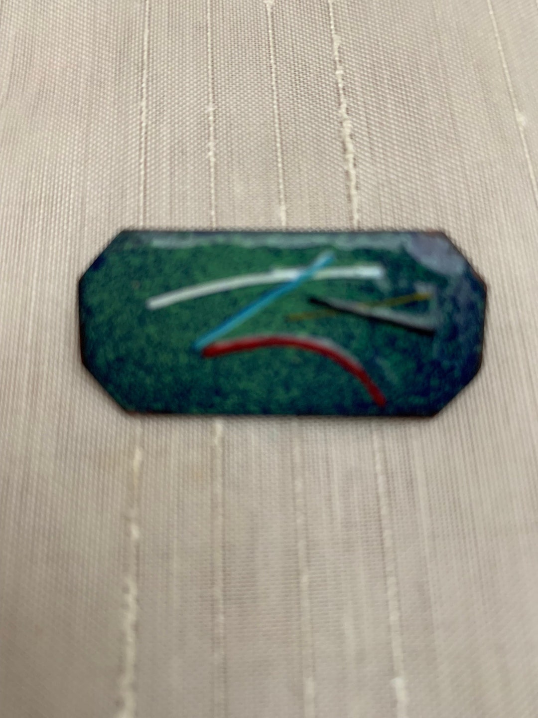 Vintage 1960s Abstract Green Enamel Copper Pin, Vintage Sixties Brooch ...