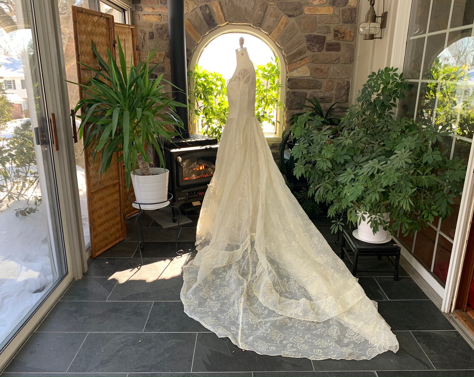 Vintage 1940s Ivory Floral Flocked Organdy Wedding Dress Long - Etsy