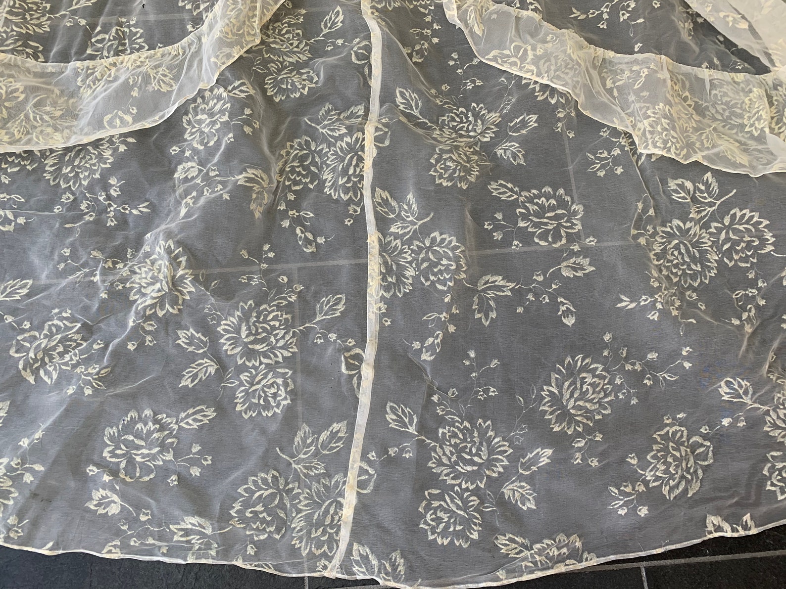 Vintage 1940s Ivory Floral Flocked Organdy Wedding Dress Long - Etsy