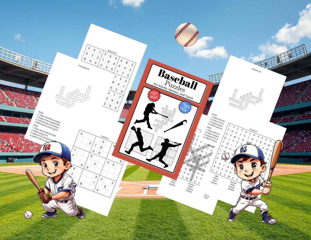 Baseball Puzzles: Word Search, Crossword, Sudoku, Gift for Holidays ...