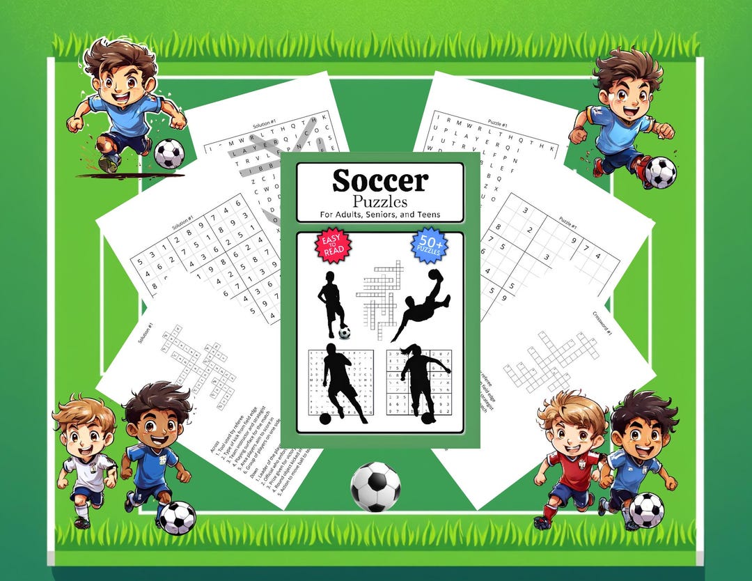 Soccer Puzzles PDF: Word Search, Crossword, Sudoku, Printable Fun ...