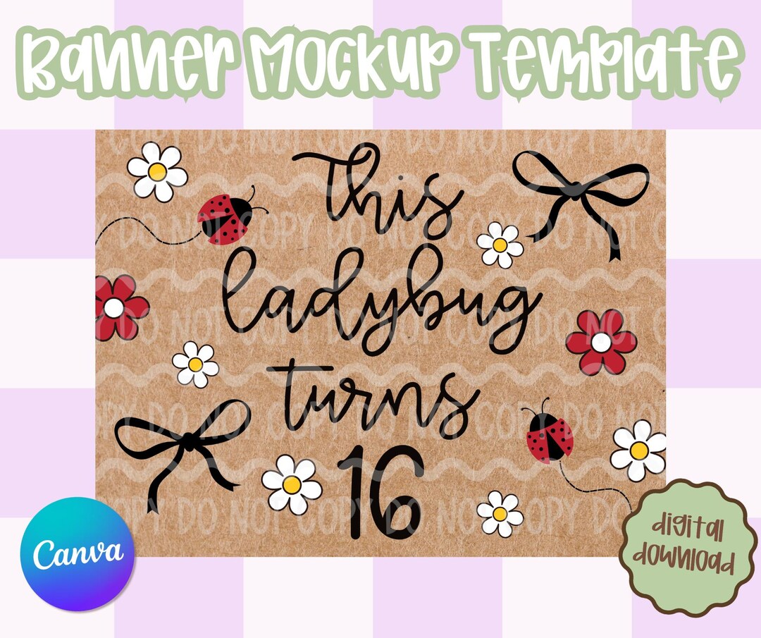 Ladybug Themed Birthday Banner Template | Editable Canva Link - Etsy
