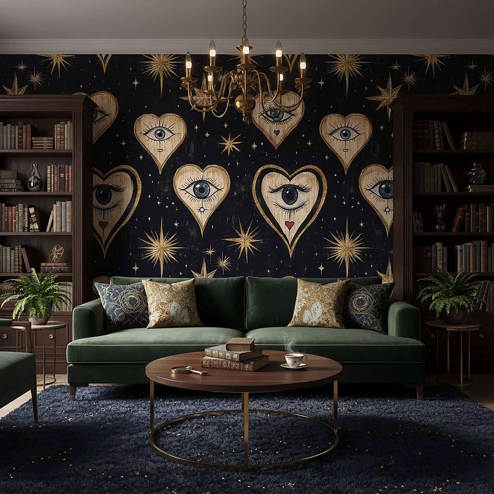 Mystical Heart Eye Wallpaper, Boho Celestial Wall Decor - Etsy