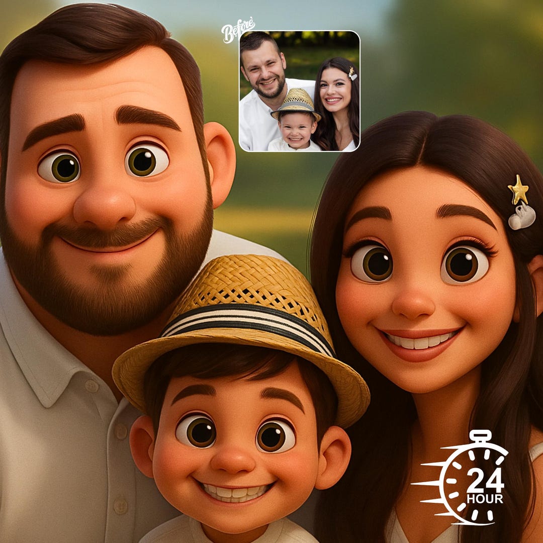 Pixar Portrait From Photo Custom Pixar Style Portrait 3D Animated ...