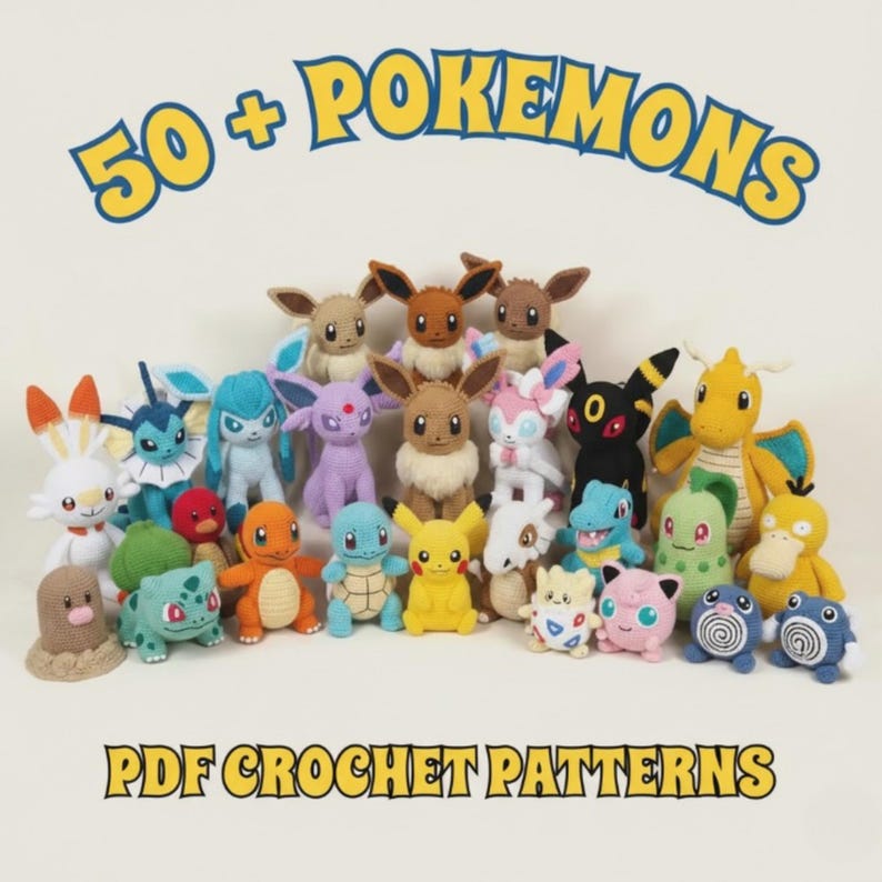 50+ Pokemon Crochet PDF: Pikachu, Charmander, Squirtle, Bulbasaur ...