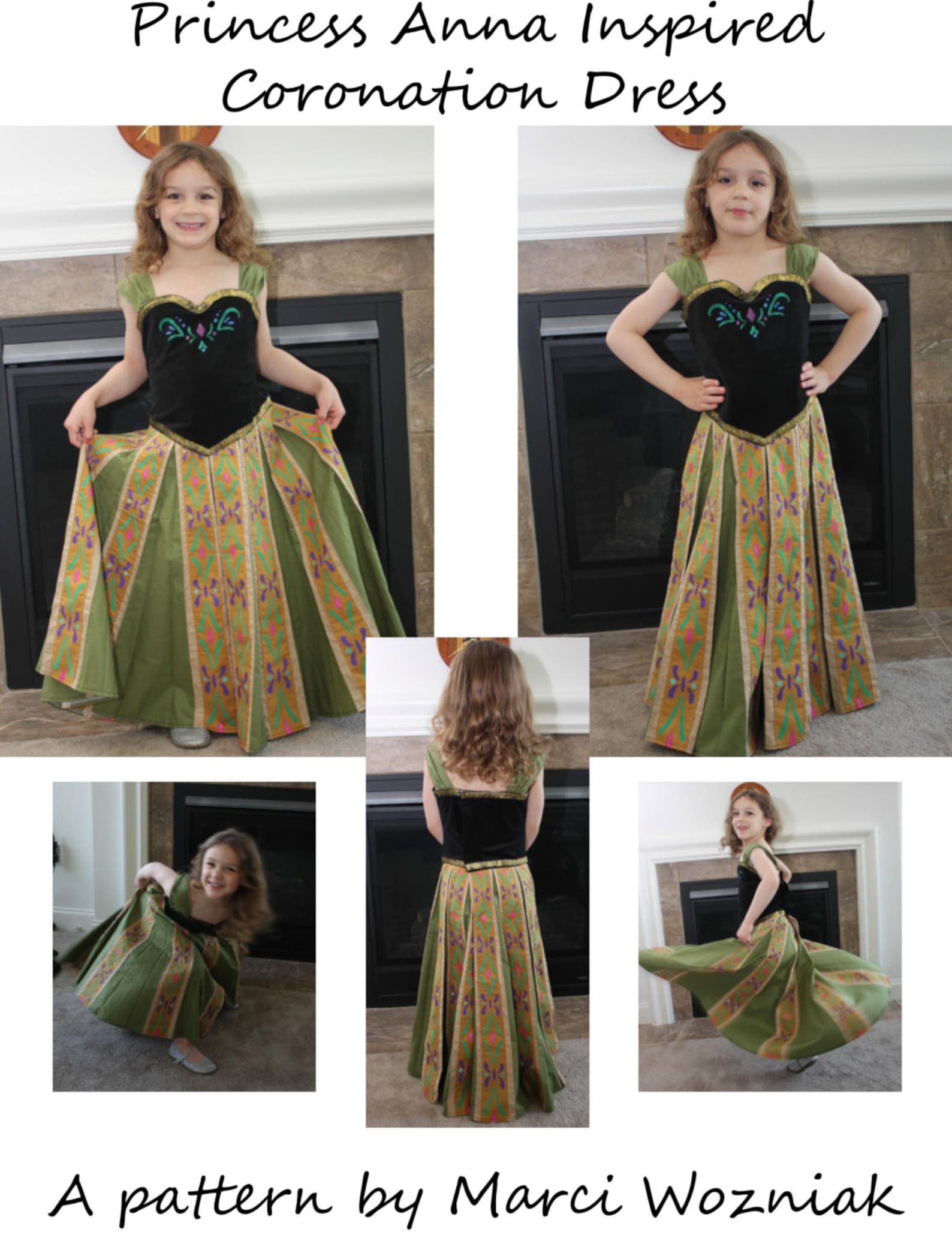 Frozen Princess Anna Inspired Coronation Dress PDF Pattern, Girls 4-12 ...