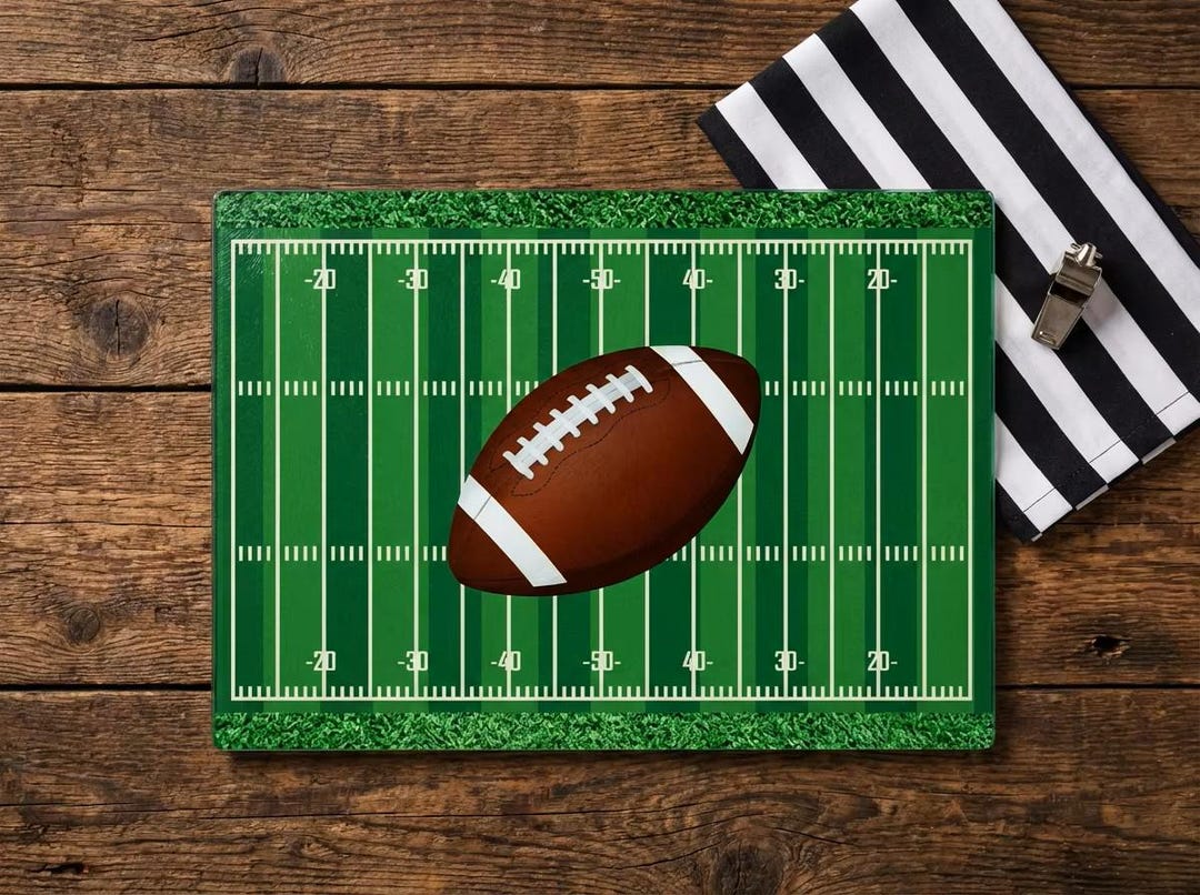 Football Field Tempered Glass Cutting Board, Game Day Serving Tray - Etsy