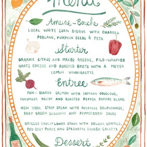 Custom Illustrated Wedding Event Menu - Etsy