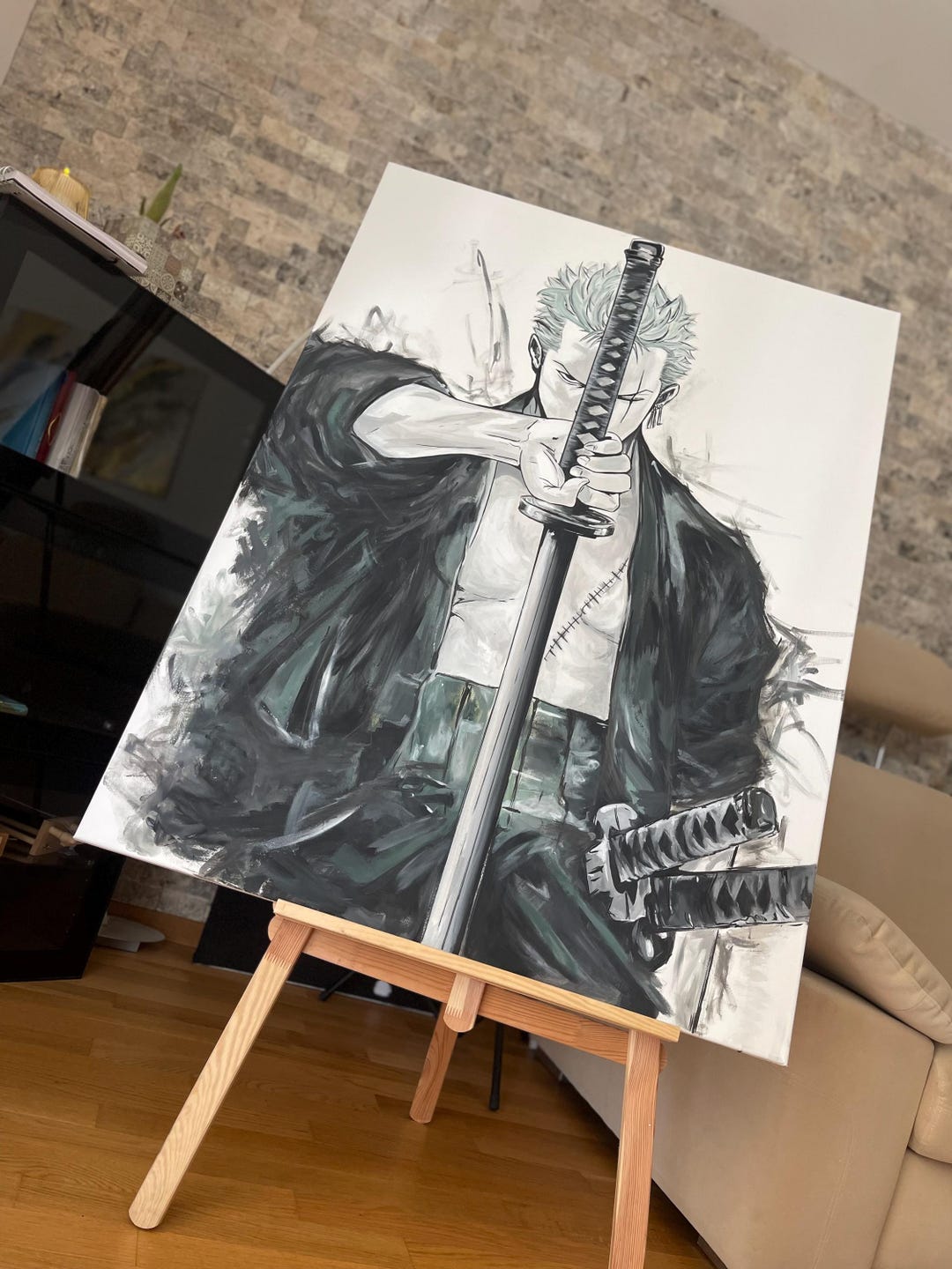 Zoro Fan Art Original Drawing – One Piece Inspired – Anime Portrait ...