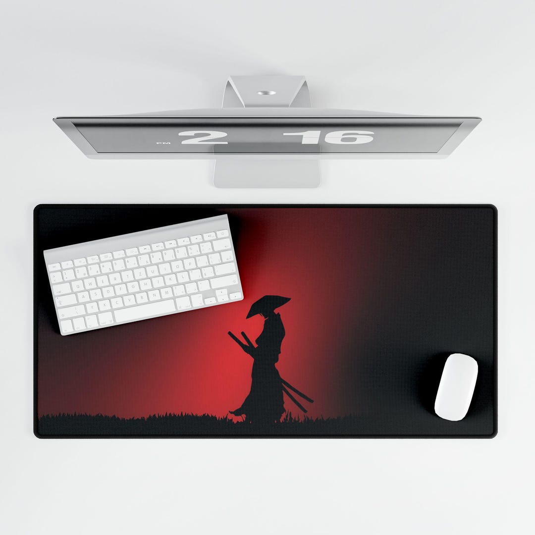 Samurai Desk Mat | Red Samurai Gaming Mouse Pad - Etsy
