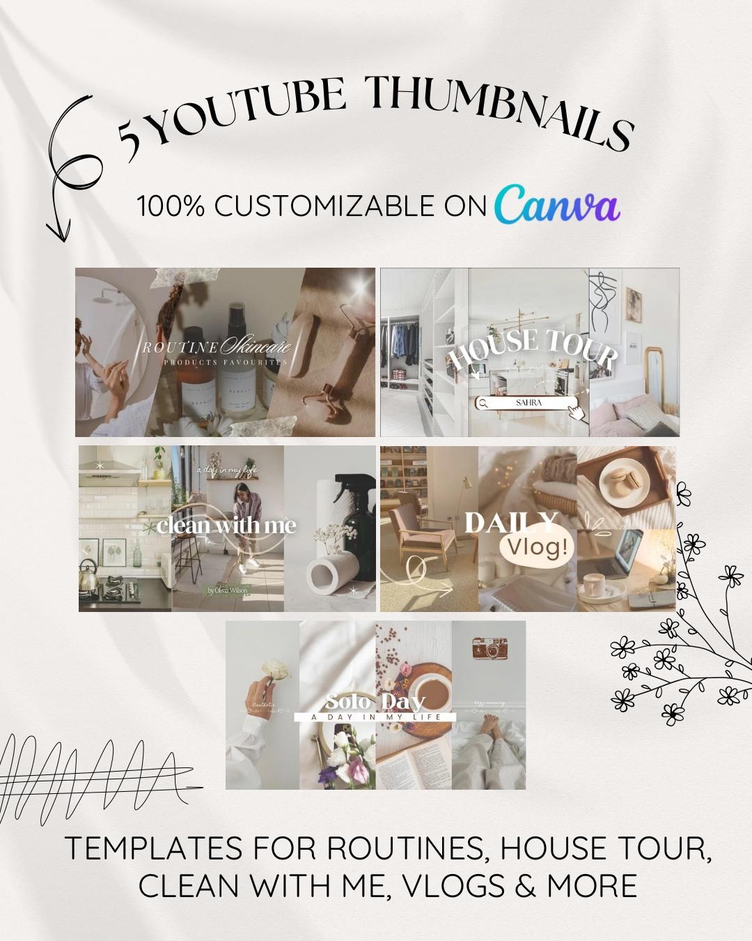 Editable Youtube Thumbnail Template | Vlog Template Bundle | CANVA ...