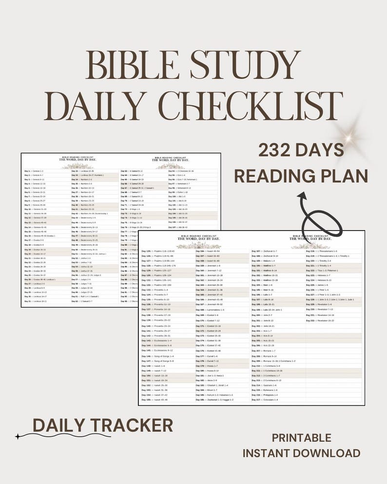 Daily Bible Study Checklist | Printable PDF | Scripture Study Planner ...