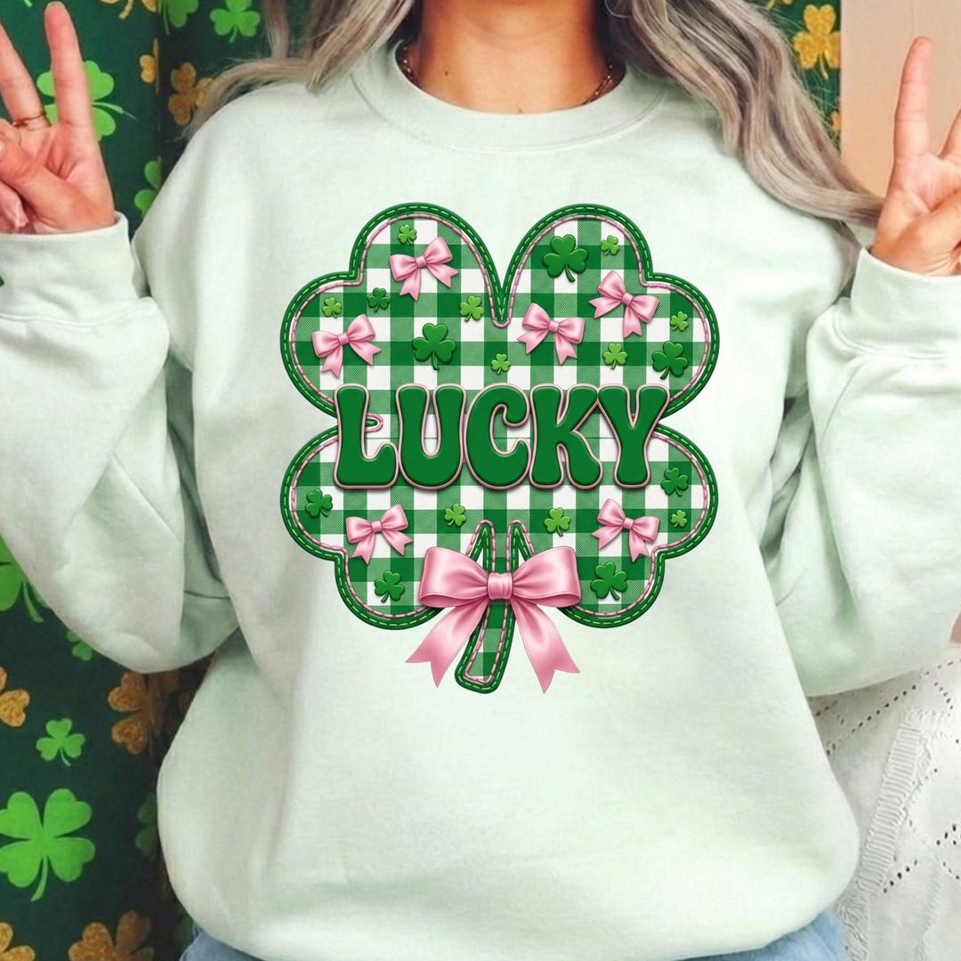 Pink St Patricks Day PNG, Lucky Coquette Bow PNG, Green Clover ...