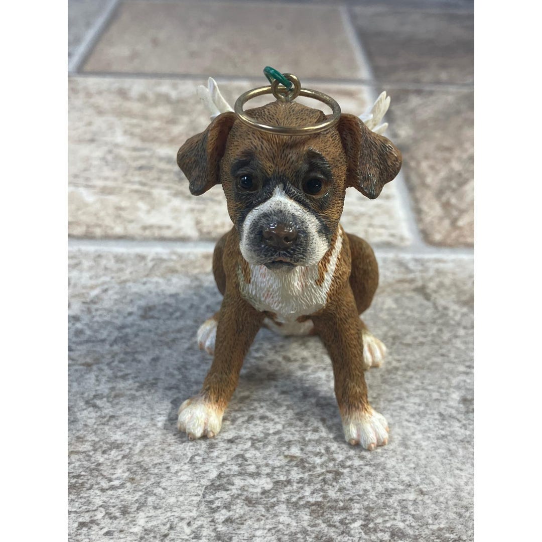Boxer Dog Angel Ornament Cherub Wings Halo Figurine Memorial Keepsake ...