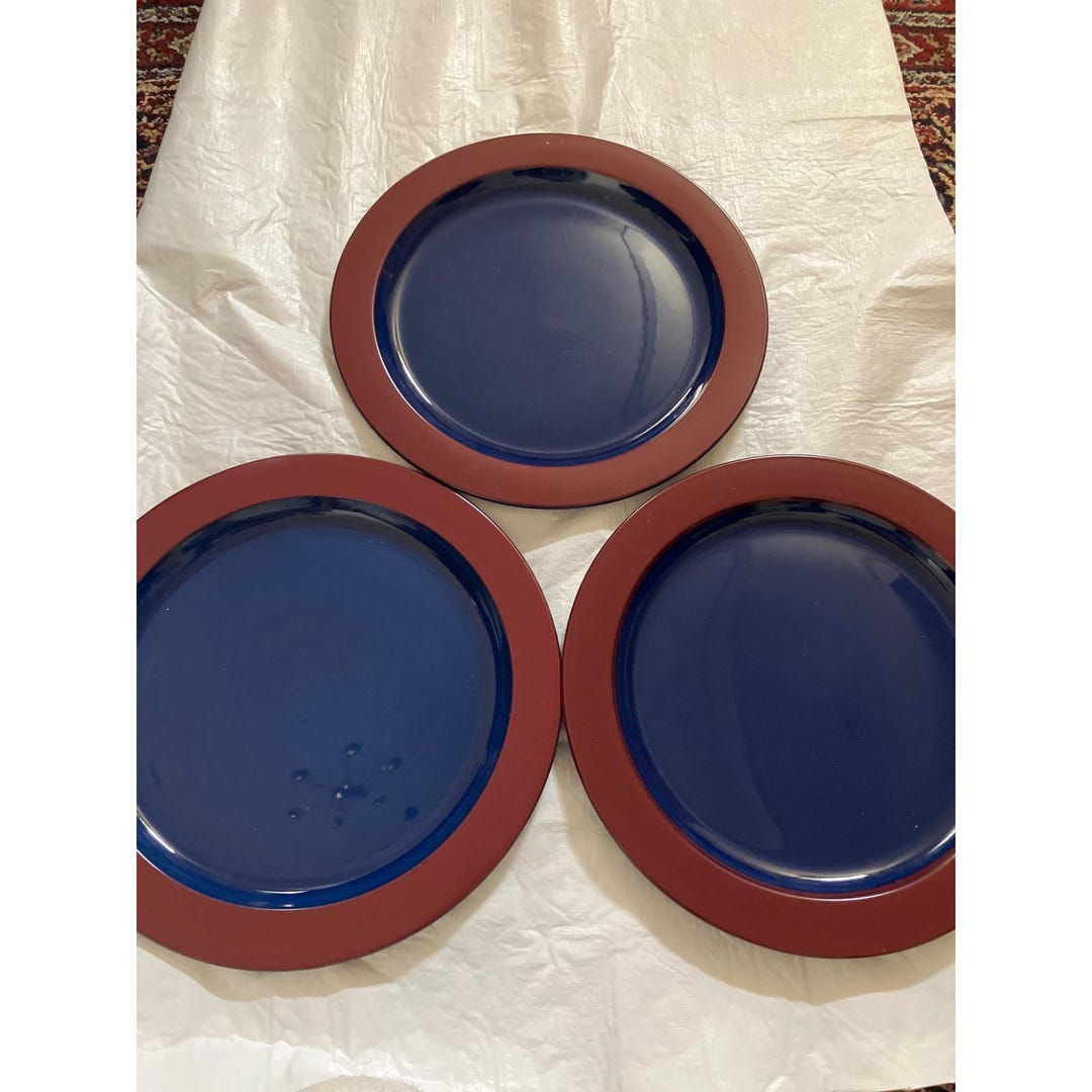 Franciscan Aurora Deep Blue Dinner Plates Set of 3 Mid Century Modern ...