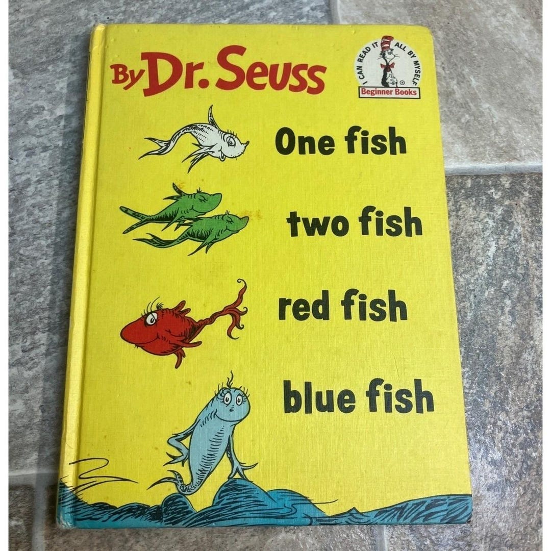 Dr Seuss One Fish Two Fish Red Fish Blue Fish Beginner Book Hardcover ...