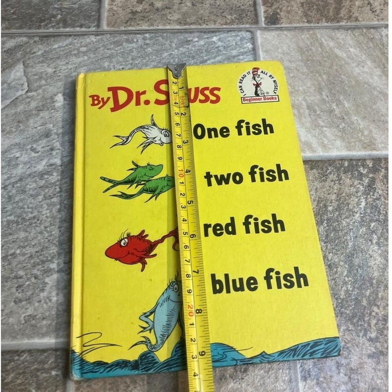 Dr Seuss One Fish Two Fish Red Fish Blue Fish Beginner Book Hardcover ...